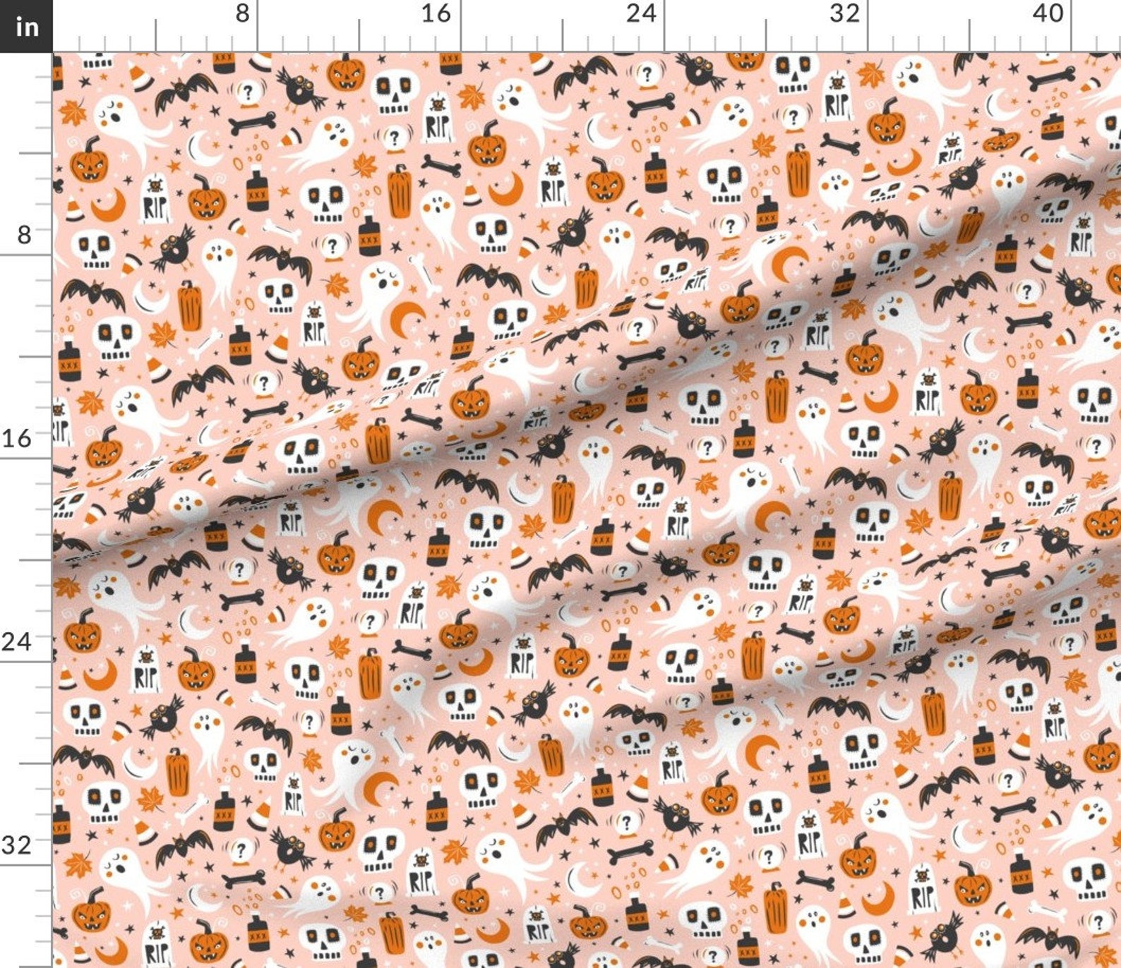 Pink Halloween Print Ghosts Fabric Halloween Haunting - Etsy