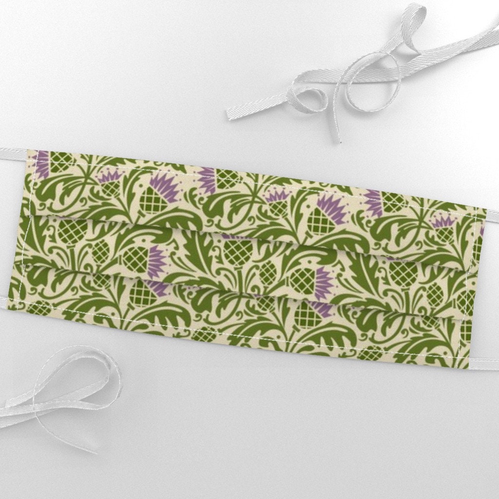 Thistle Fabric Thistle Dark Olive Green Purple Scottish - Etsy