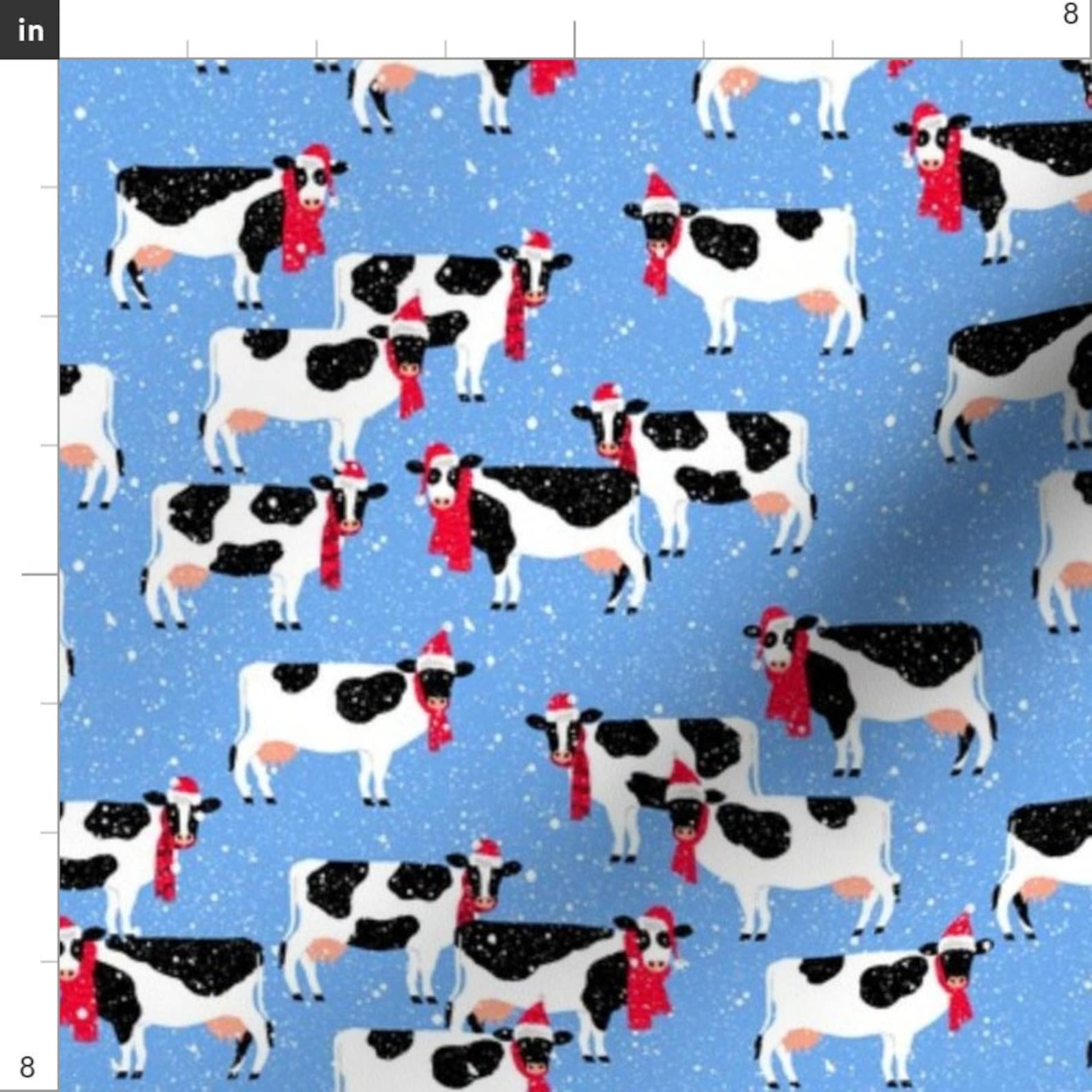 Winter Cows Fabric Festive Cows by Sheena Hisiro Blue - Etsy