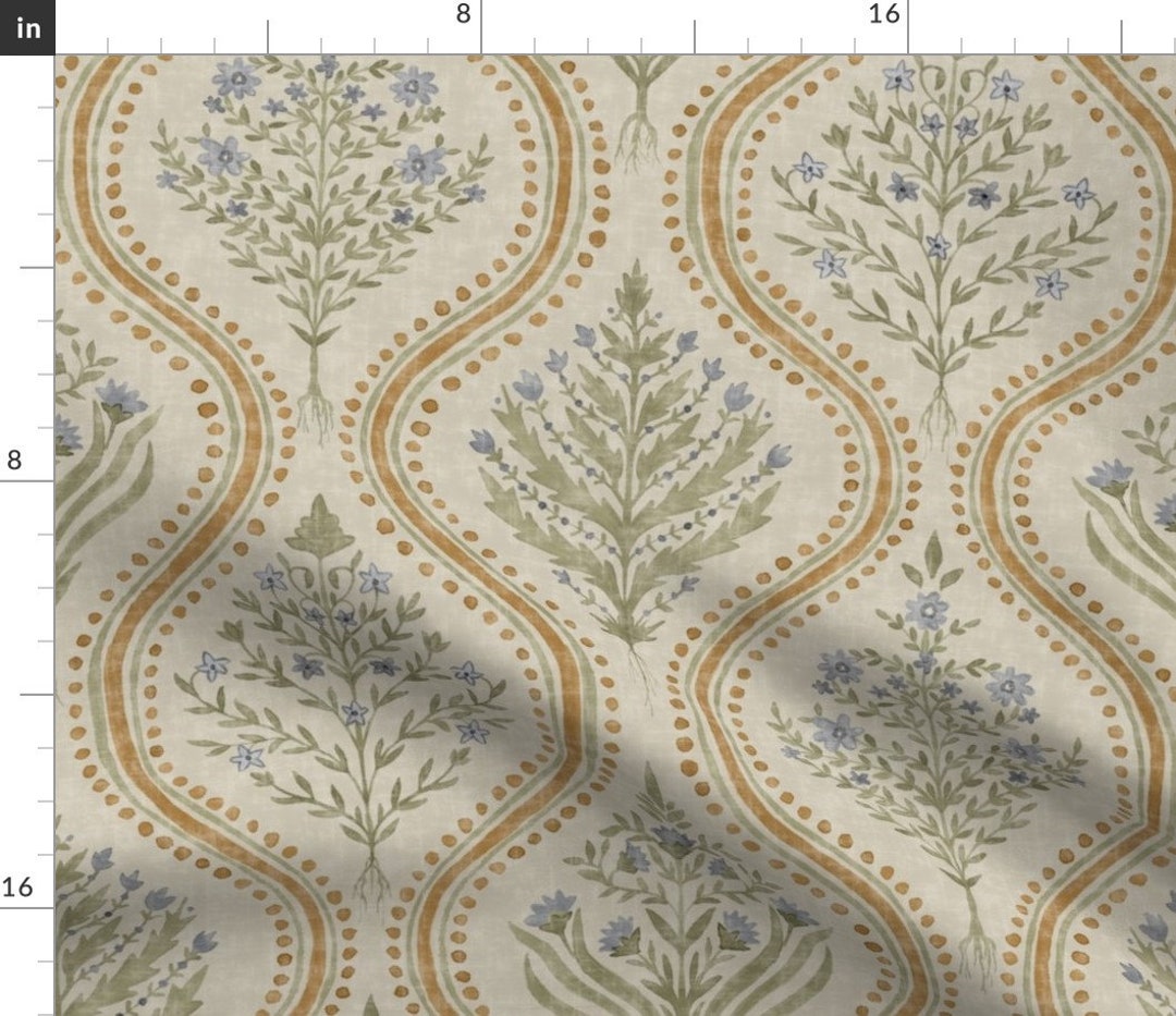 Traditional Damask Fabric Dusty Blue Damask by Danika_herrick Sage ...