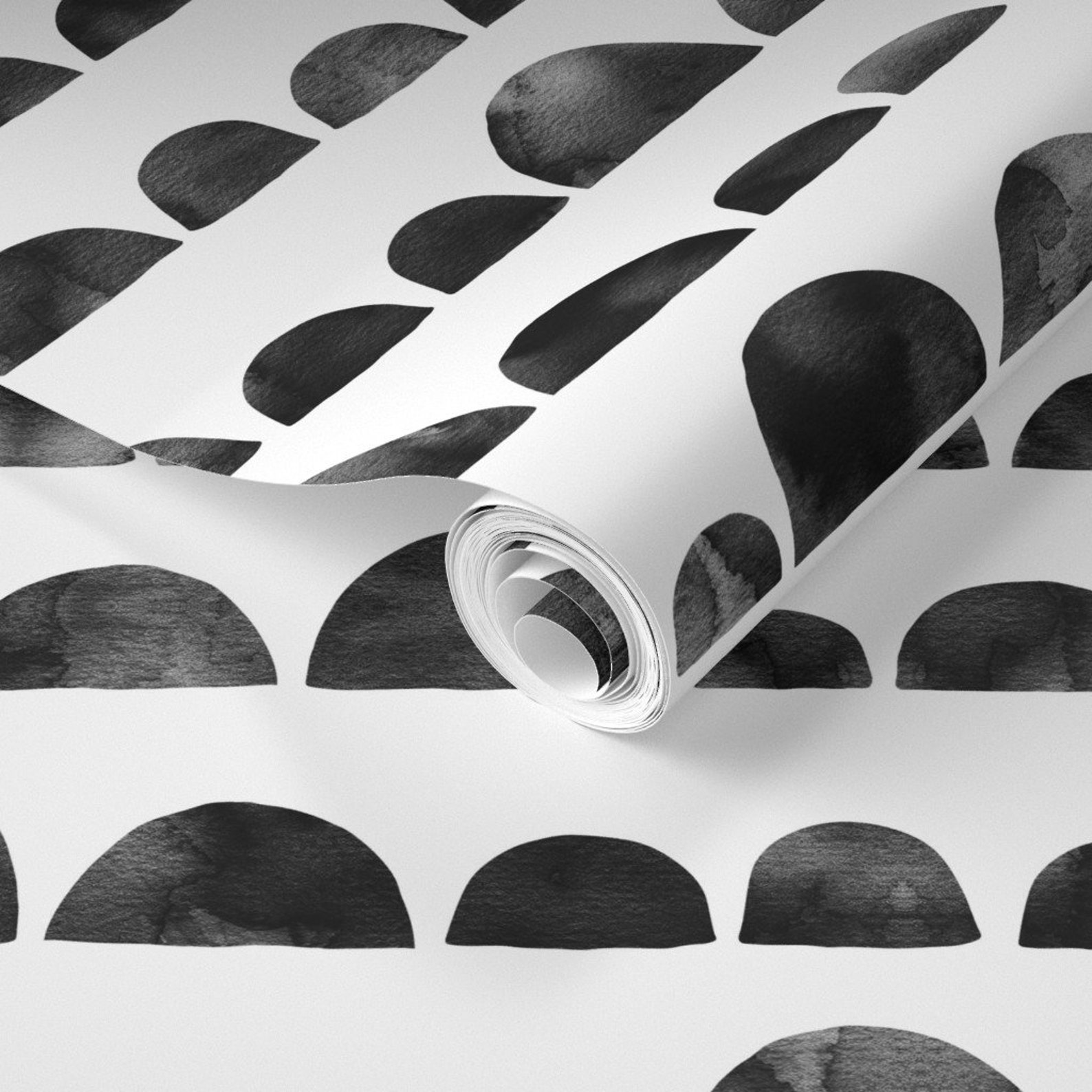 Half Circle Wallpaper Half Circles Black Ink by Heleen Vd - Etsy