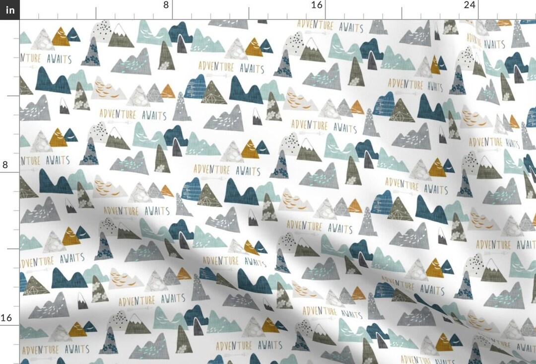 Adventure Fabric - Adventure Awaits (small) White by Nouveau Bohemian ...