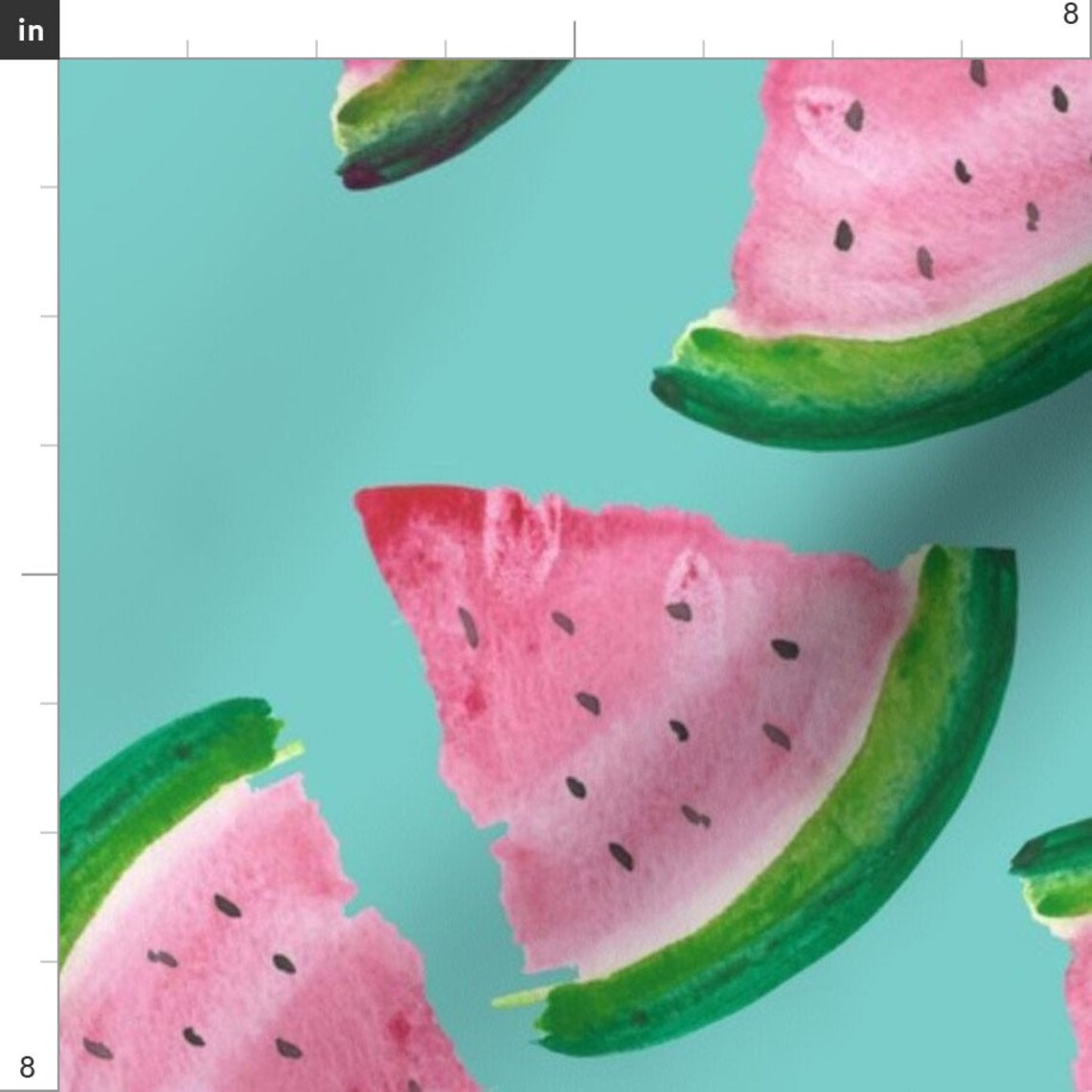 Watercolor Watermelon Fabric Watermelon Party by | Etsy