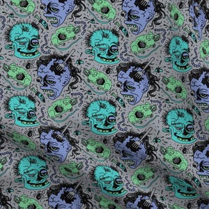 Zombie Fabric Zombie Grossness by Abbieuproot Zombie Gray Teal Worm ...