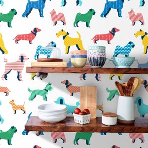Dog Wallpaper Patterned Dogs Vibrant Big by Ewa Brzozowska Dog Custom ...