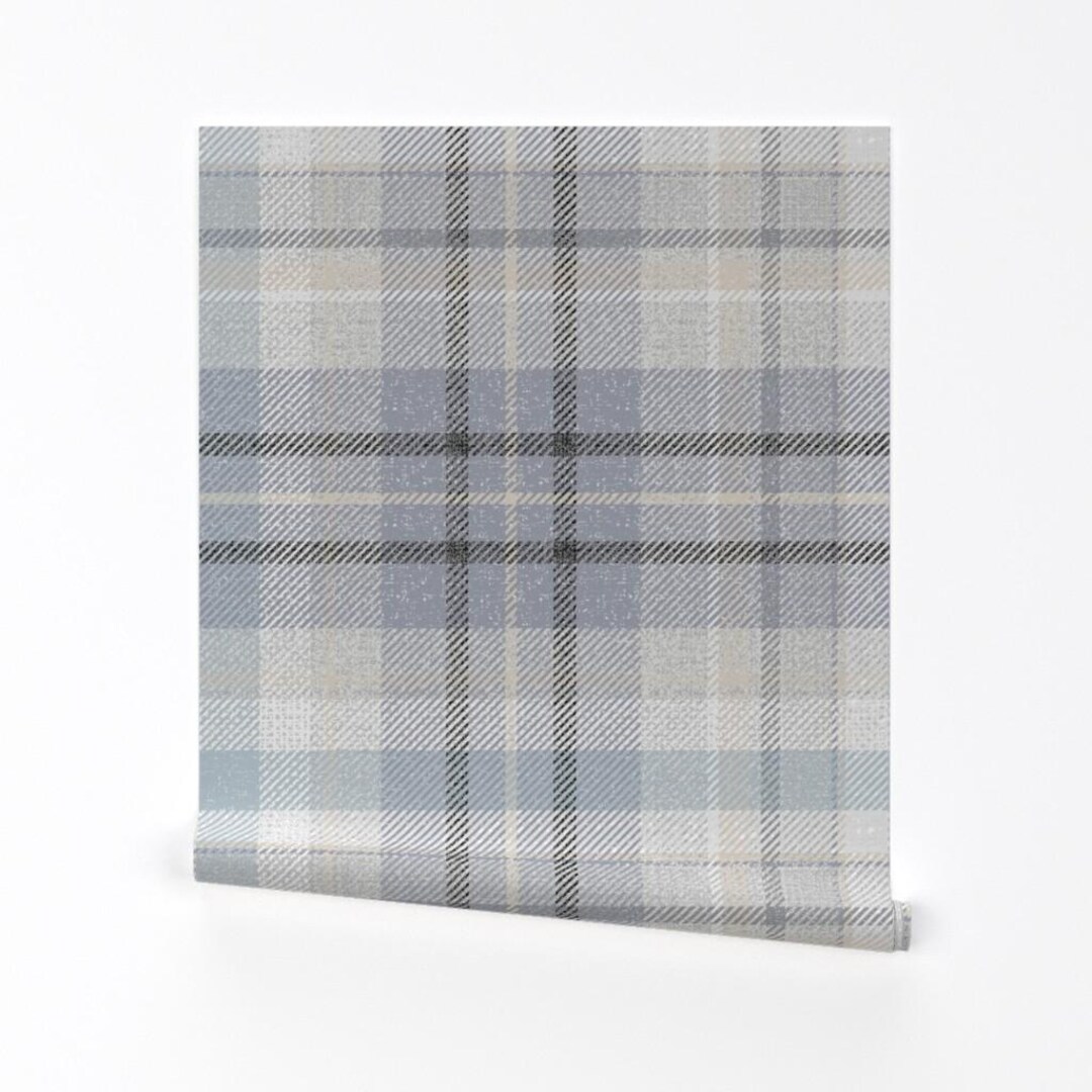 Blue Gray Plaid Removable Peel and Stick Wallpaper - Neutral Classic ...