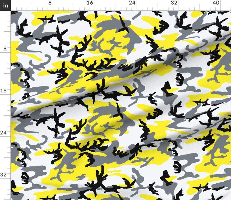 Yellow Camouflage Fabric Woodland Yellow Camo by Ricraynor - Etsy