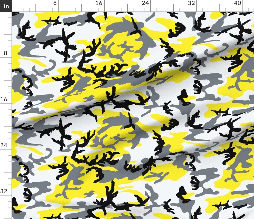 Yellow Camouflage Fabric Woodland Yellow Camo by Ricraynor | Etsy