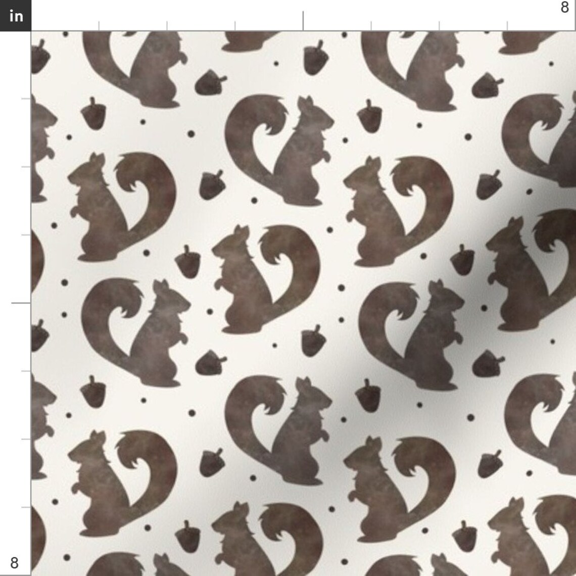 Squirrels and Acorns Fabric Squirrels and Acorns Woodland | Etsy