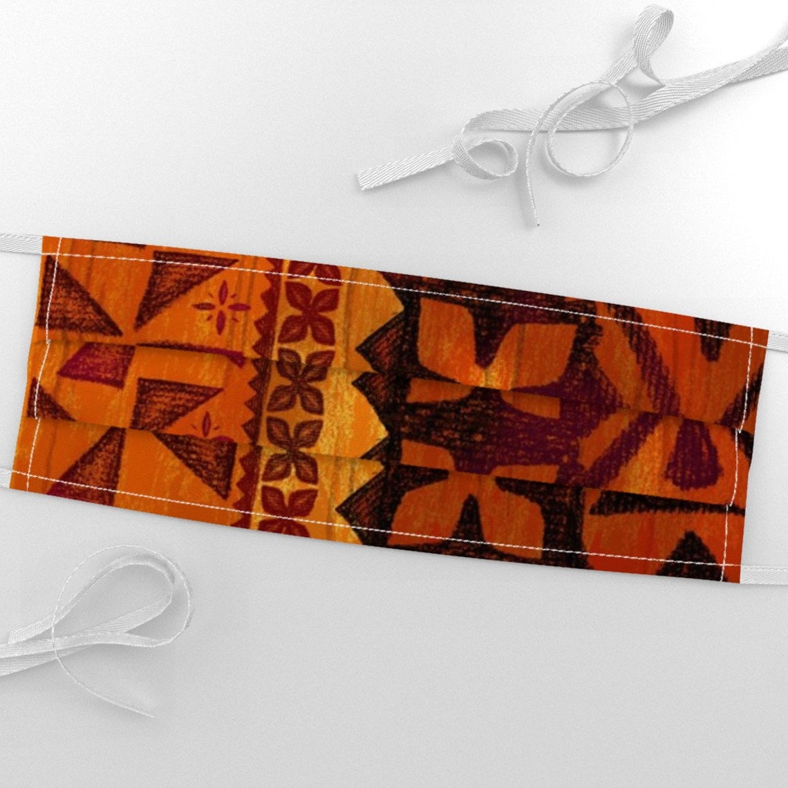 Tiki Tapa Fabric Tapa Flower by Woodyworld Brown Orange - Etsy