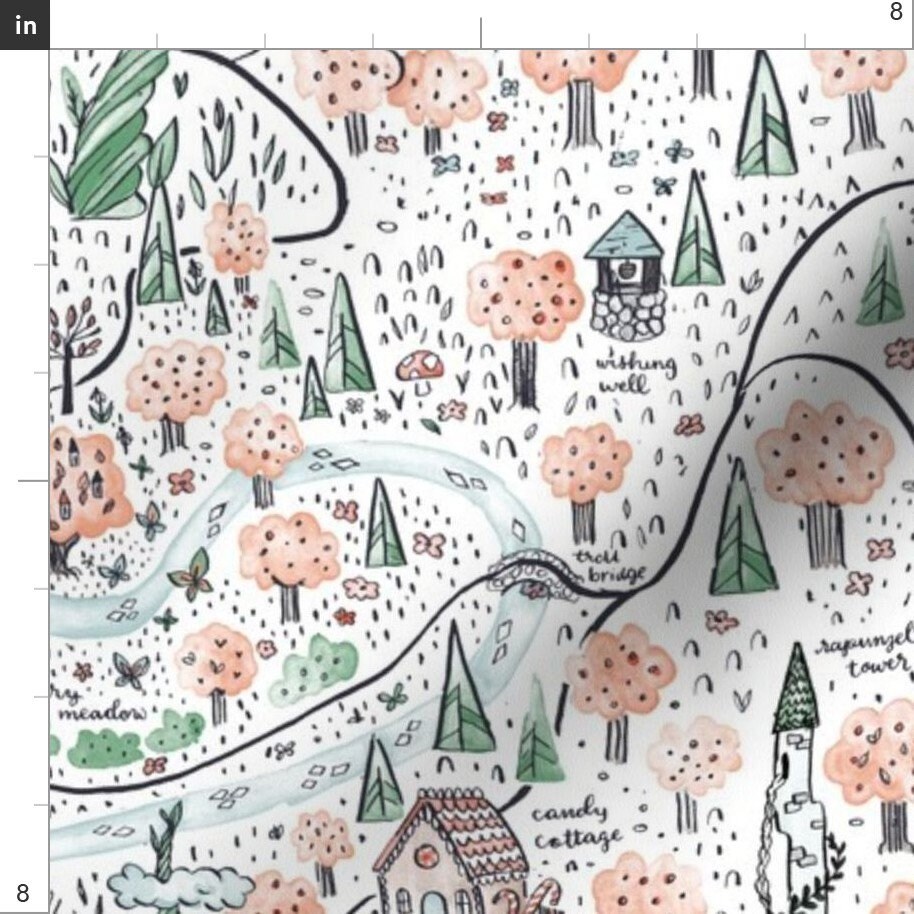Fairy Tale Fabric Enchanted Forest Map by Thestorysmith | Etsy