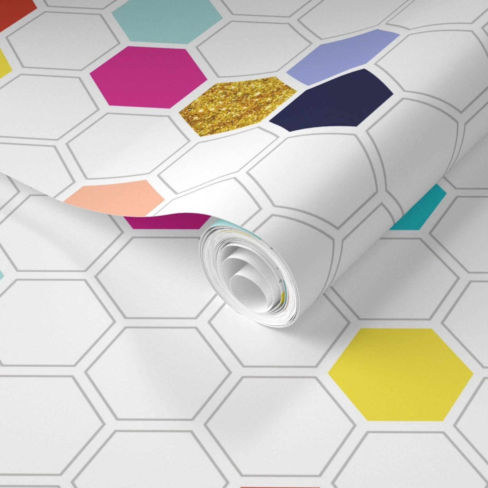 Geometry Wallpaper Pixie Hexies Geometric Hexagon Honeycomb - Etsy