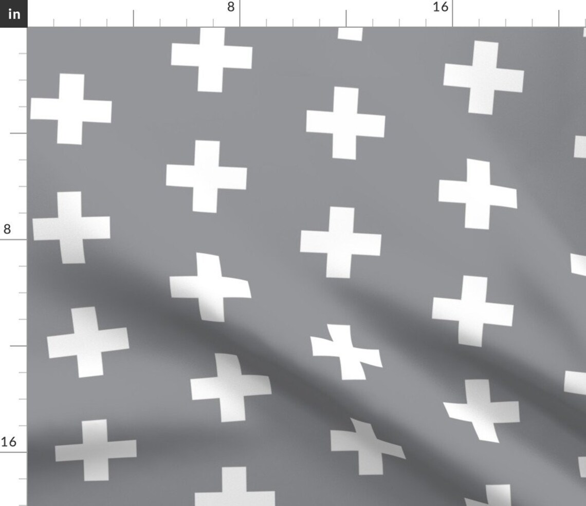 Gray and White Plus Signs Fabric Grey Crosses Grey Plus | Etsy
