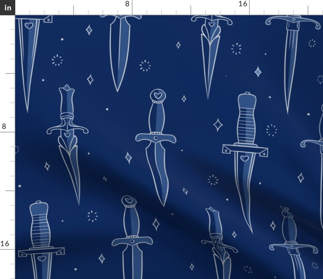 Dagger Fabric Sweet Revenge Navy by Logan Spector Deadly Knife Blade ...