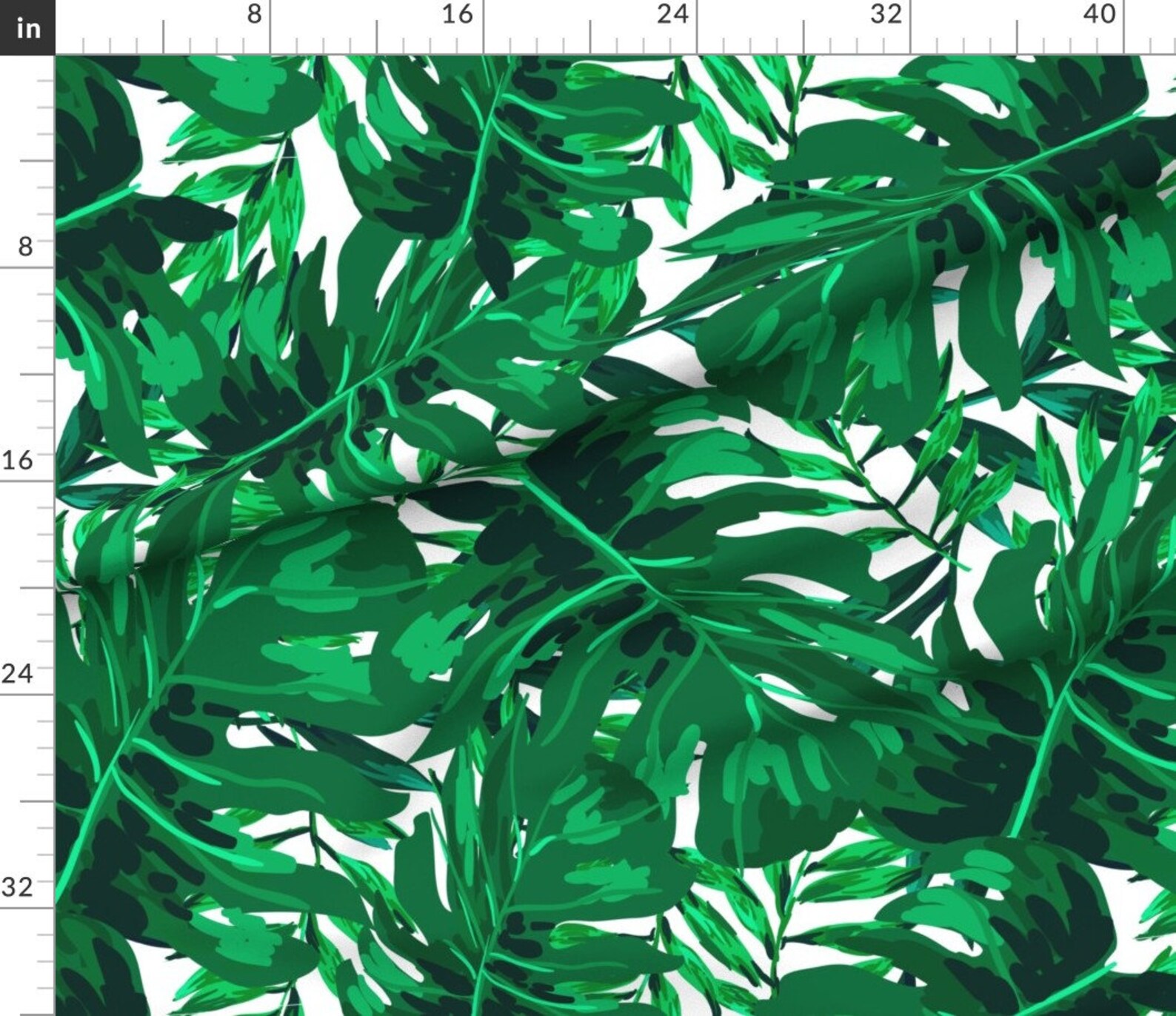 Leaves Fabric 36 Tropical Leaves Bright Green by | Etsy