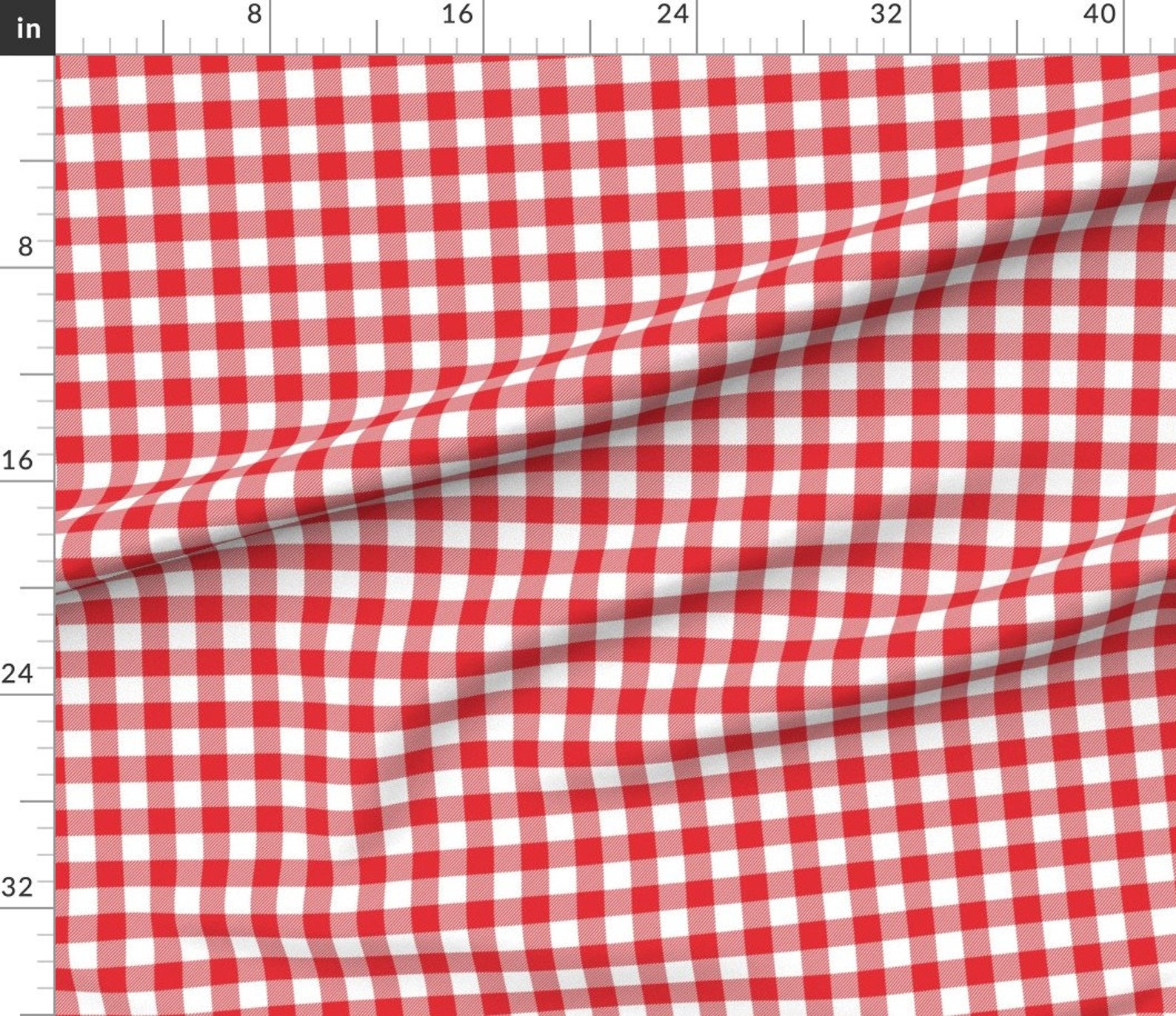 Classic Gingham Fabric Gingham Red One By Juliesfabrics | Etsy