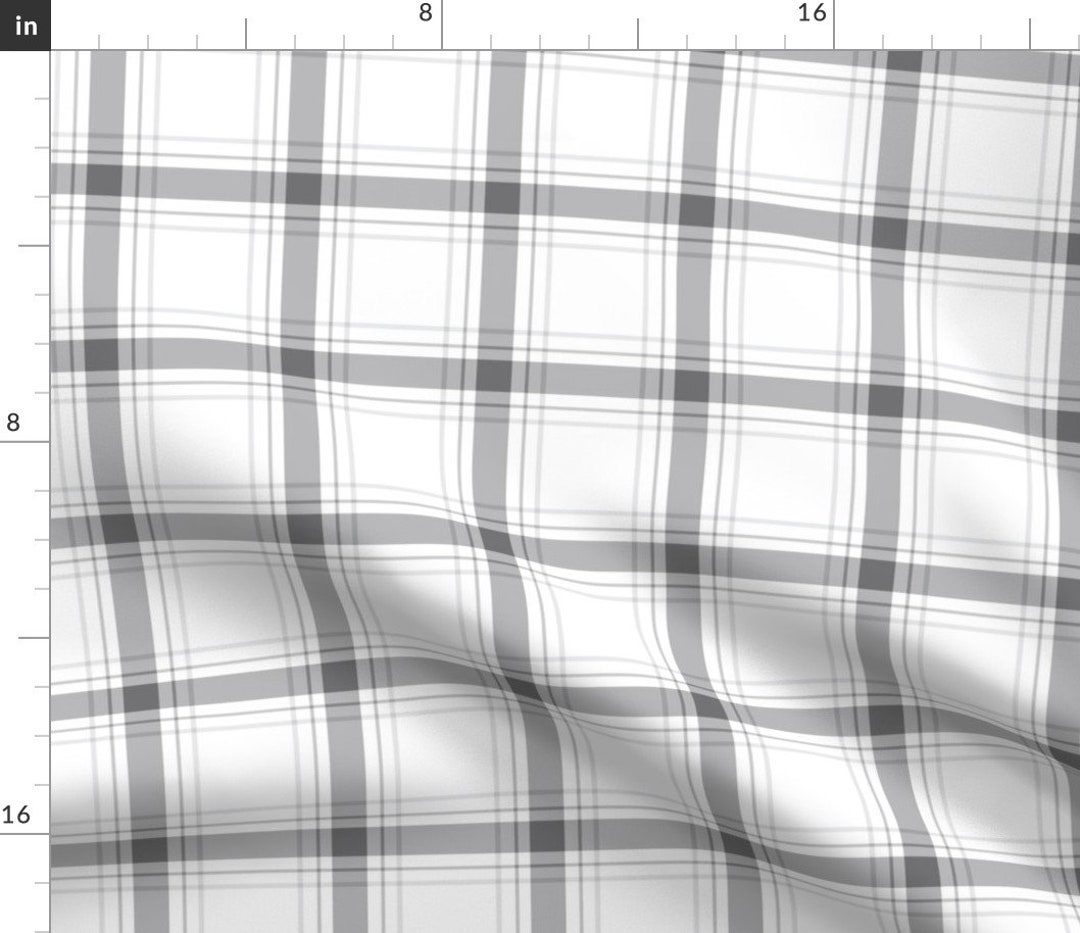 Gray and White Plaid Fabric Grey Plaid by Misstiina Simple Minimalist ...