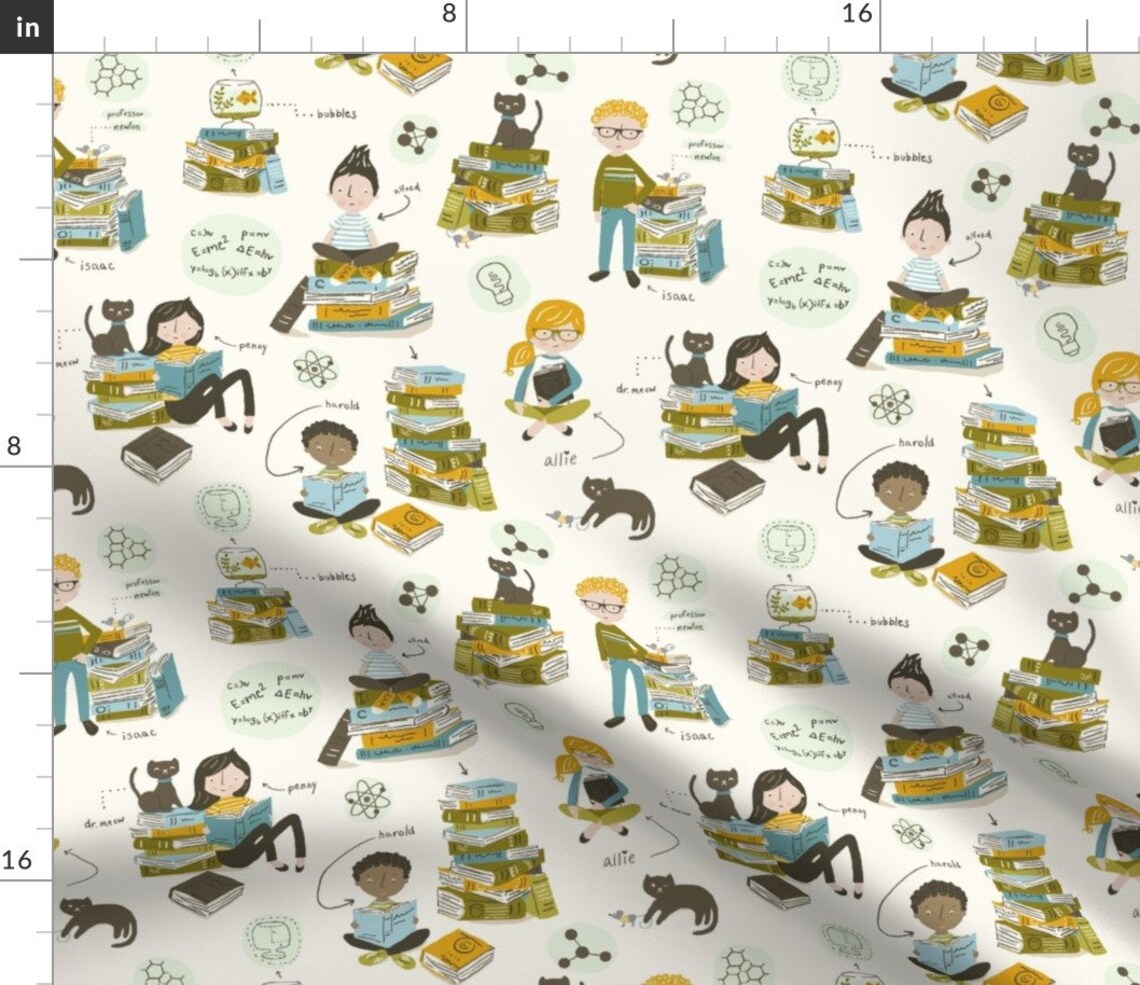 Library Book Cool Nerd Kids Fabric Little Chic Geeks by - Etsy