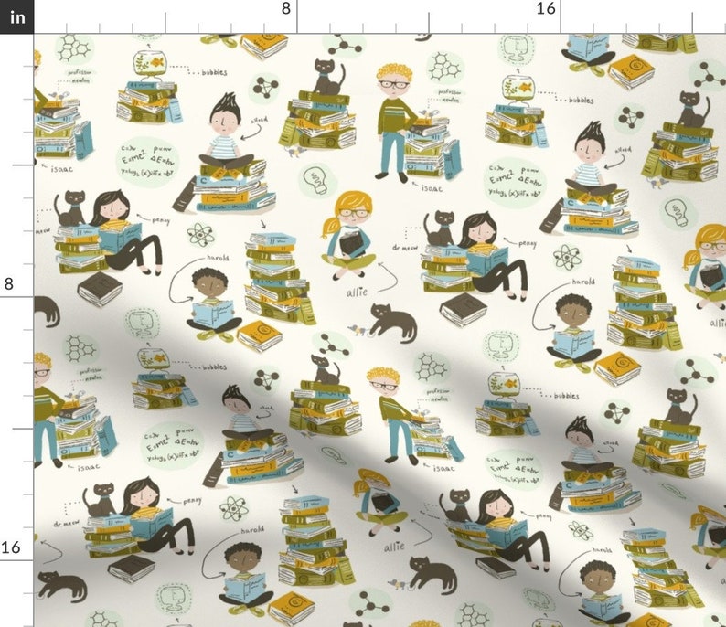 Library Book Cool Nerd Kids Fabric Little Chic Geeks by - Etsy