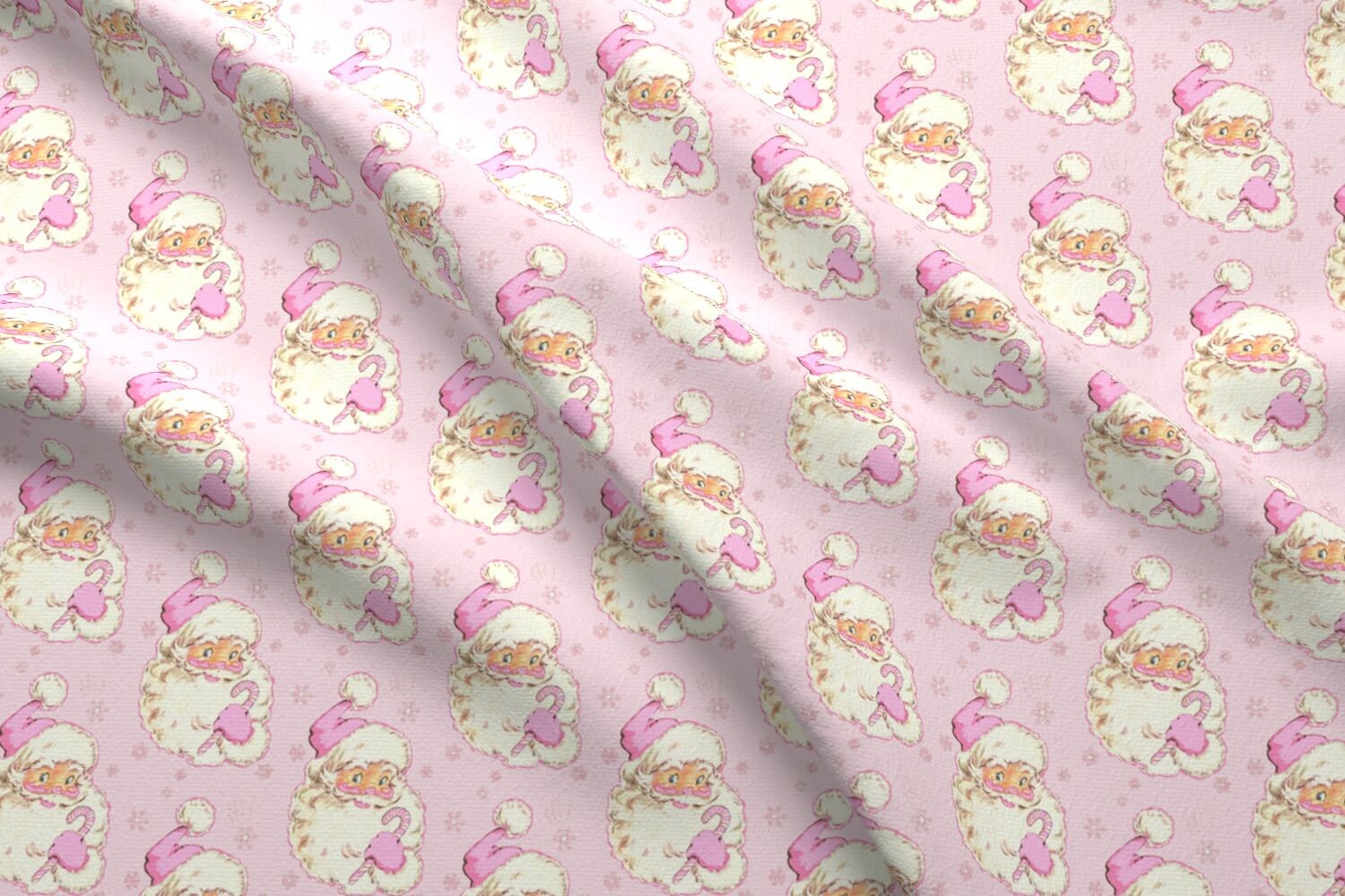 Pink Santa Fabric Hi Santa Christmas Light Pink By | Etsy