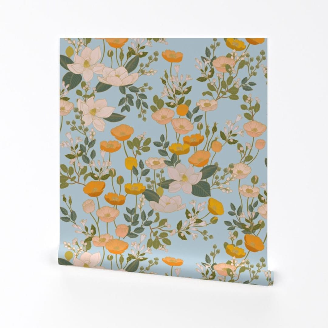 Elegant Wildflower Removable Peel and Stick Wallpaper - Botanical ...
