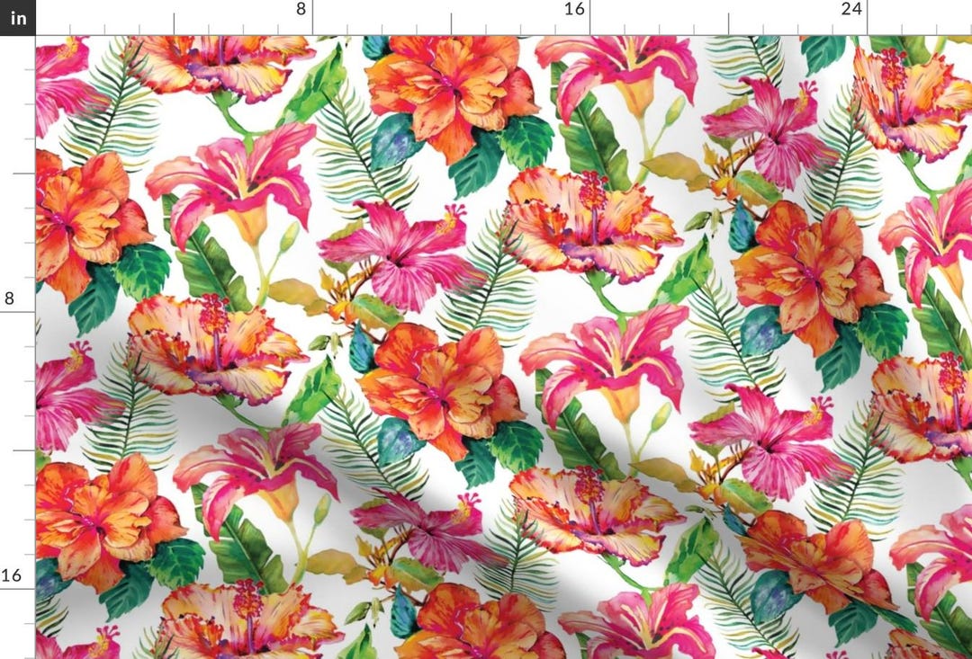 Hibiscus Fabric - Hibiscus Holiday - White - Preapproved by Samalah ...