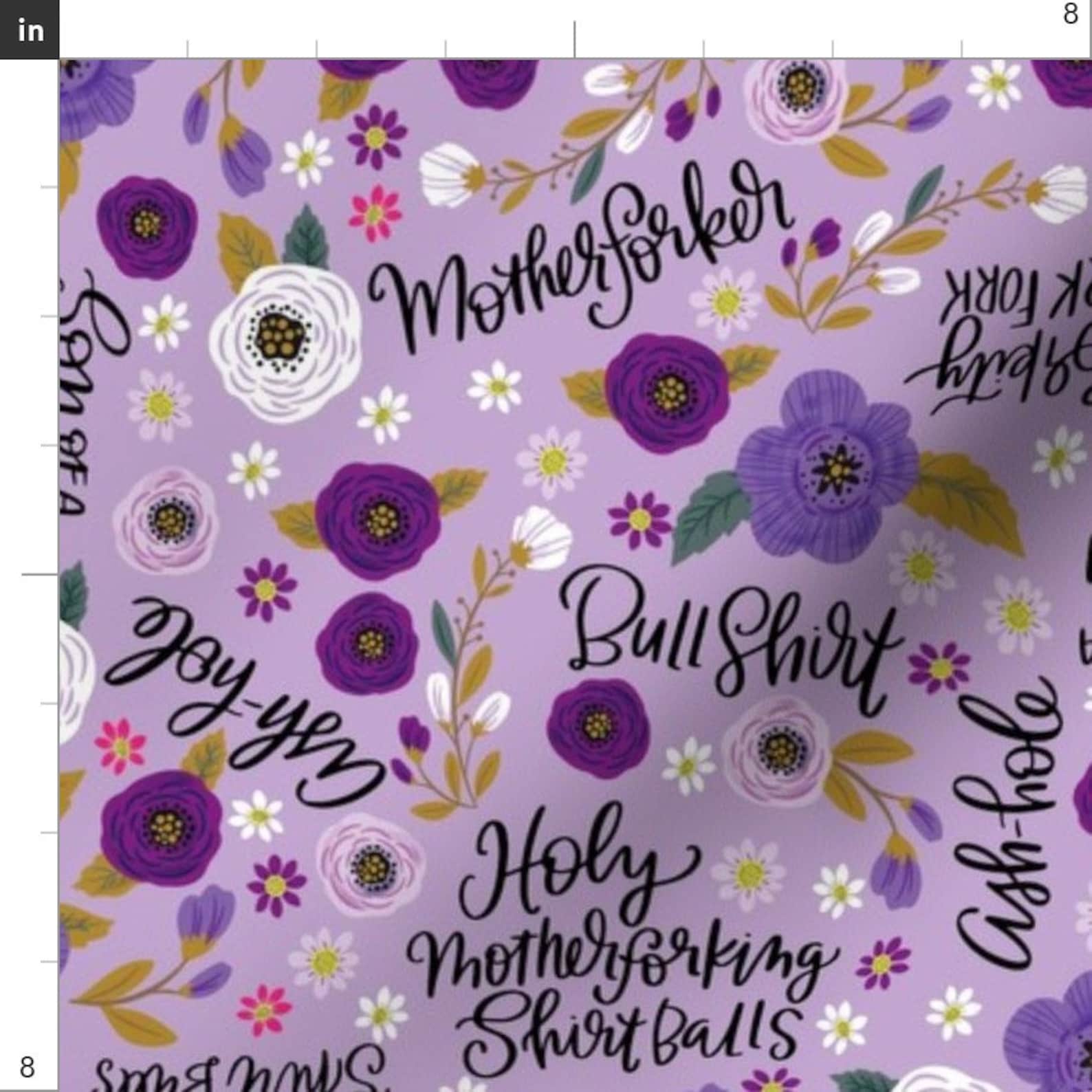 Swear Words Fabric Cute Not so Sweary Toss Purple by - Etsy