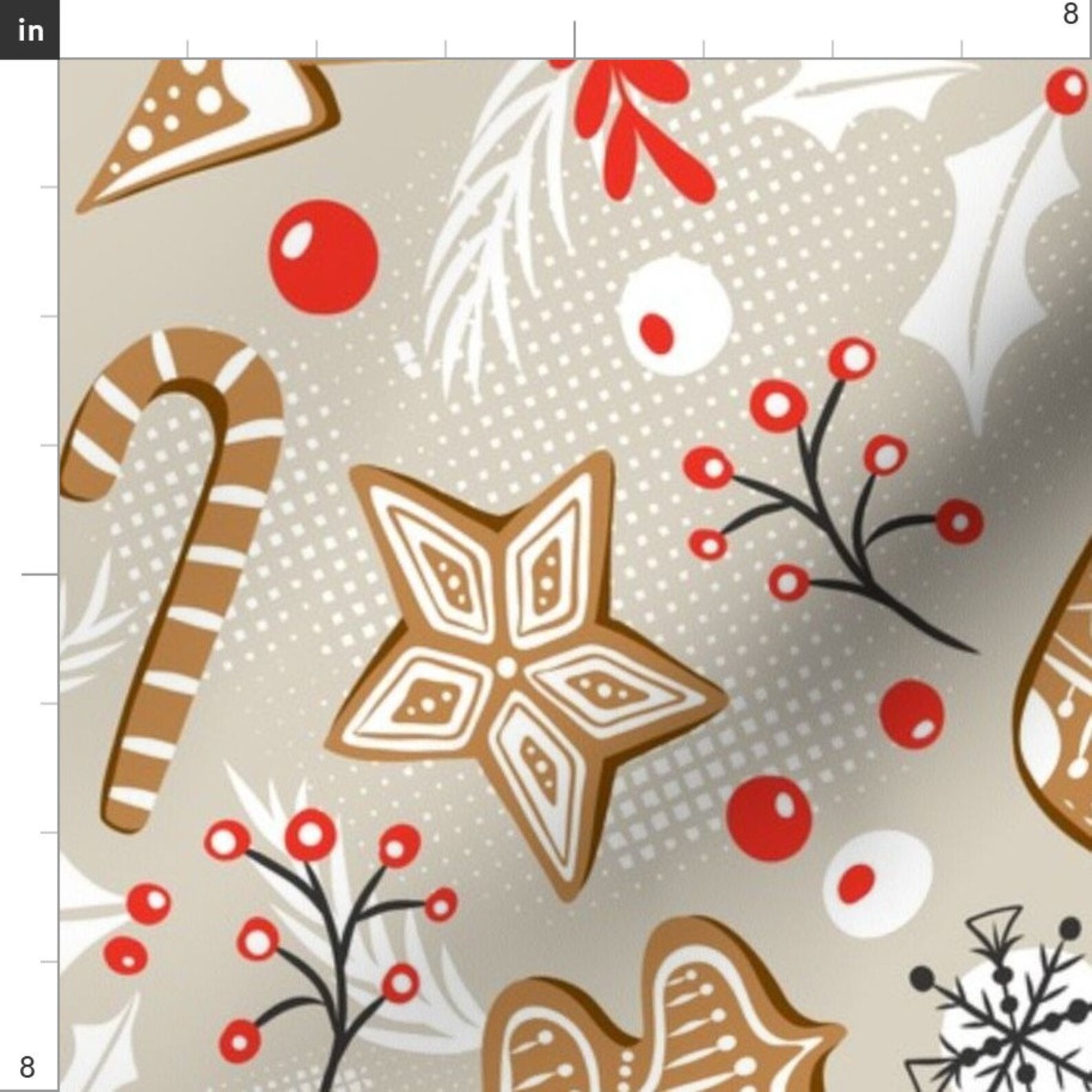 Gingerbread Fabric Gingerbread Dreams Tan by Heatherdutton | Etsy