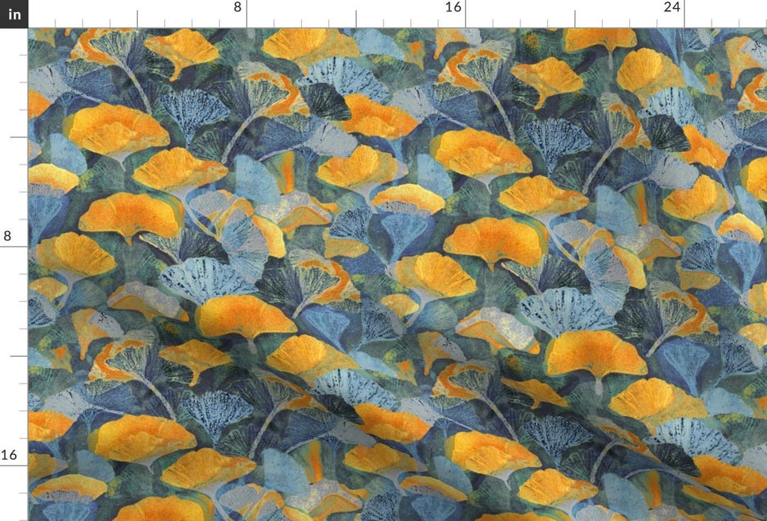 Golden Gingko Fabric - Glowing Garden by Emily_keating_art - Bright ...