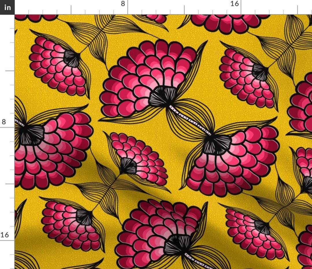African Floral Fabric African Art by Thewellingtonboot Bright Vibrant ...