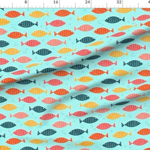 Fish Fabric One Fish Two Fish by Megdig Design Marine - Etsy