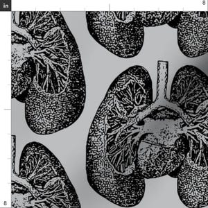Anatomical Lungs Fabric Anatomical Lungs Black on Grey by ...