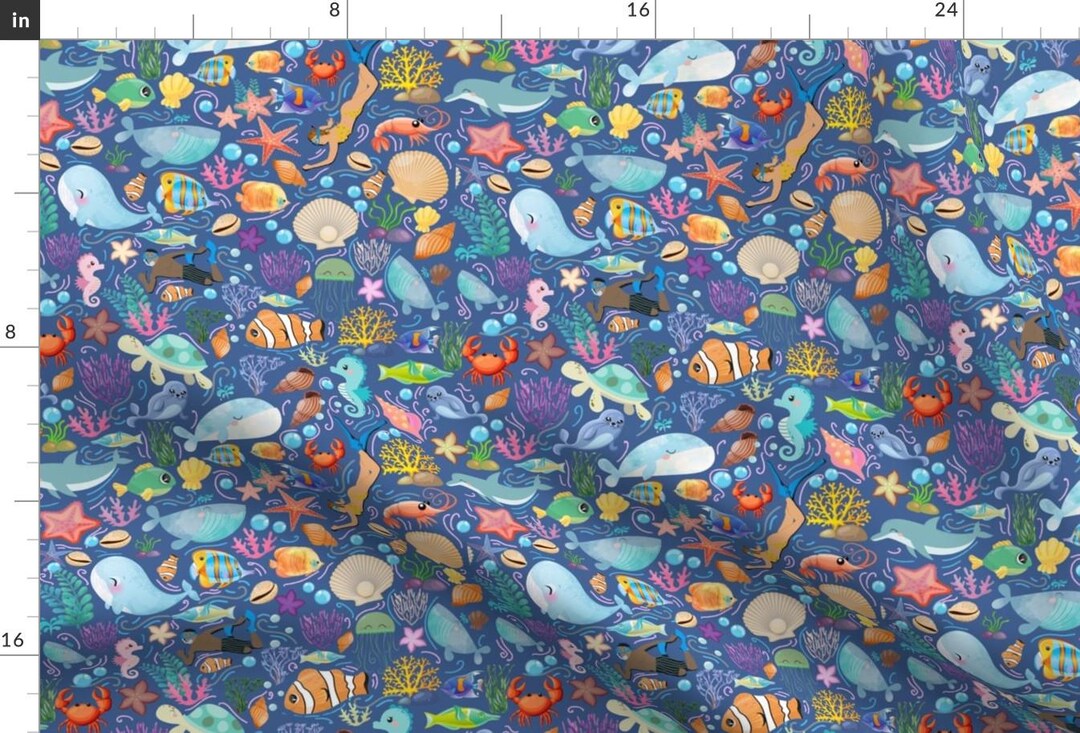 Ocean Fabric - Blue Sea Snorkeling by Navita Loves Colors - Sea ...
