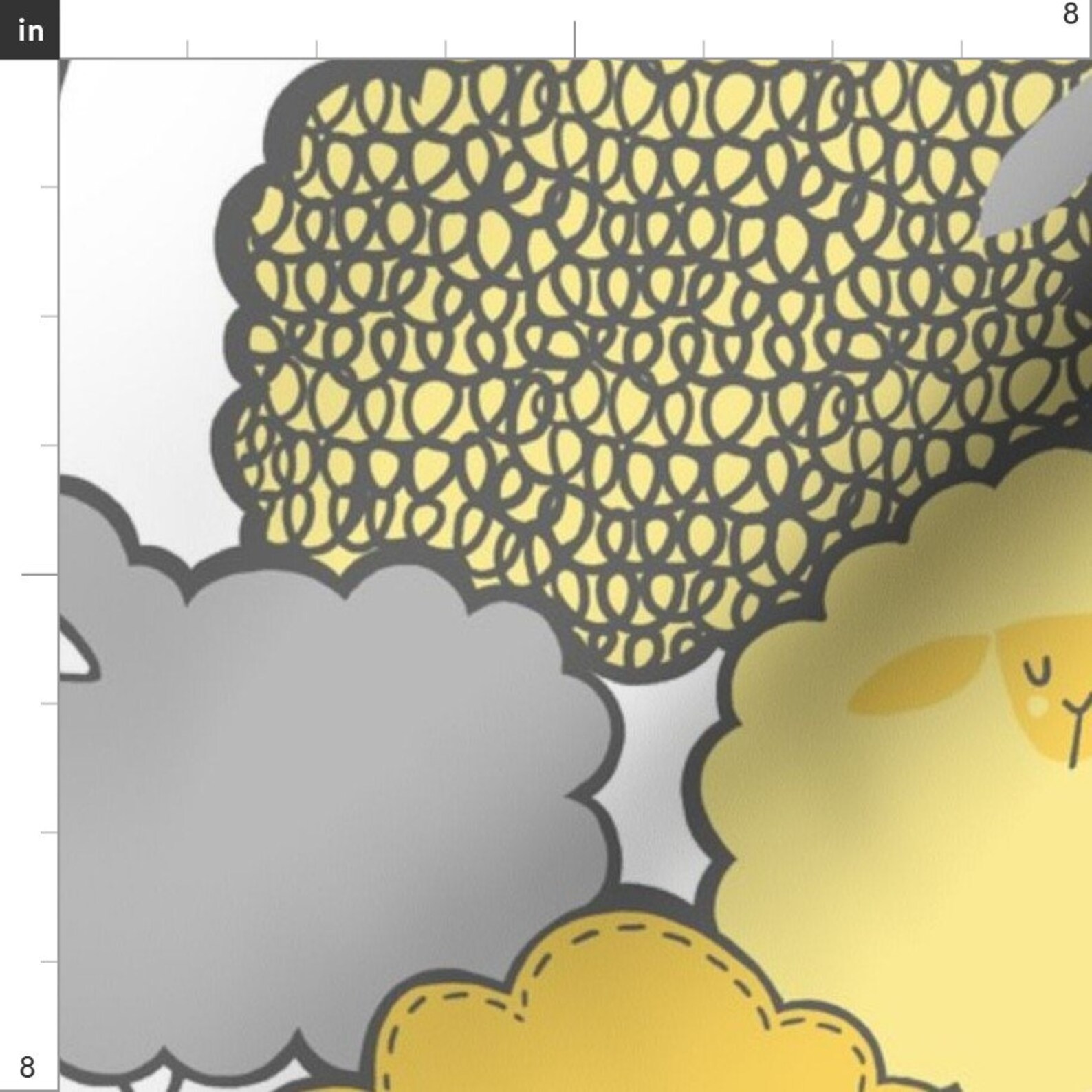Sheep Fabric Sheep yellow by Leanne Cute Yellow Gray White | Etsy