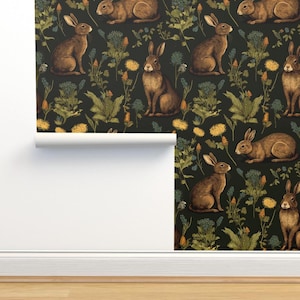 Medieval Rabbit Removable Peel and Stick Wallpaper - Woodland Bunny ...