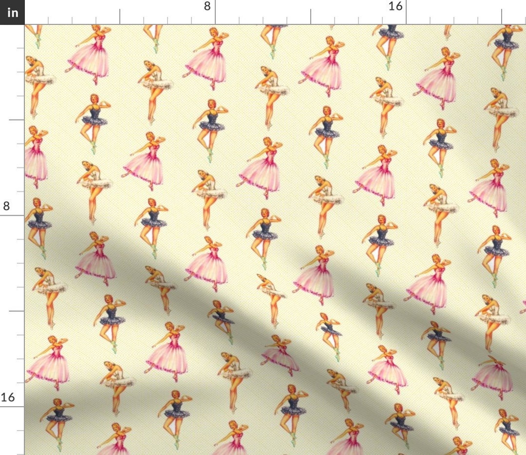 Vintage Ballerinas Fabric Ballet Dance Polka Dots by Parisbebe Vintage ...