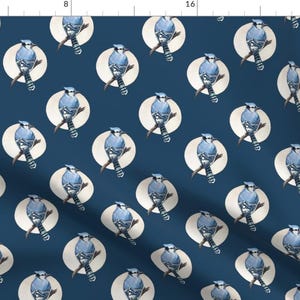 Blue Jay Fabric - Blue Jay by Elena Naylor - Woodland Blue Jay Bird ...