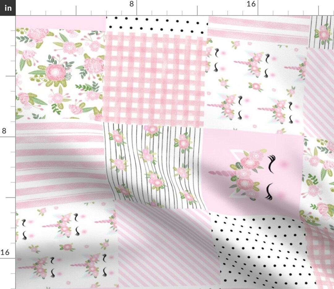 Unicorn Pink Cheater Quilt Fabric Unicorn Cheater Quilt Wholecloth ...
