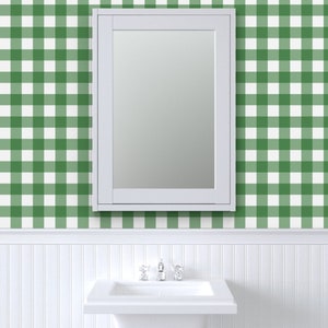 Green Check Wallpaper Check Kelly by Willowlanetextiles - Etsy