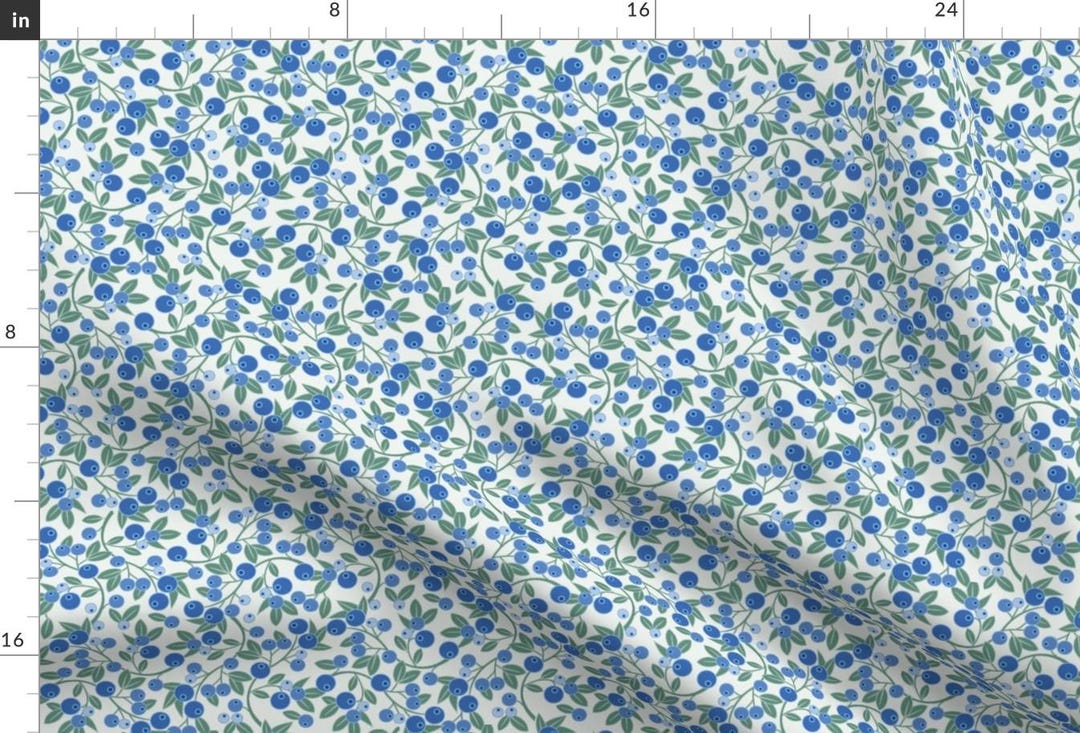 Blueberries Fabric Blueberry Sprig by Cindylindgren Blueberries Summer ...