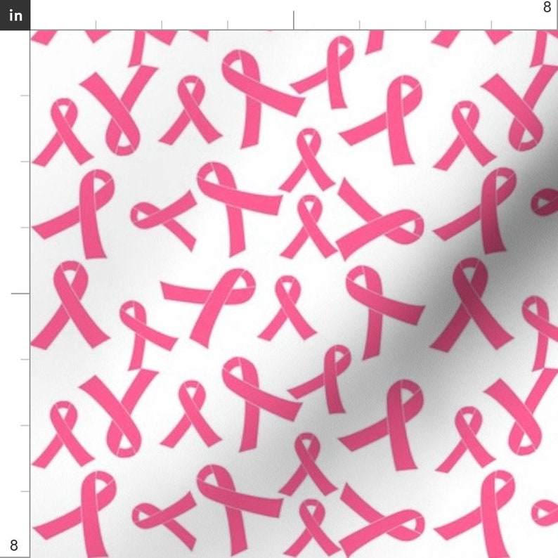 Scattered Bows Fabric Pink Ribbons Breast Cancer by Hot4tees - Etsy