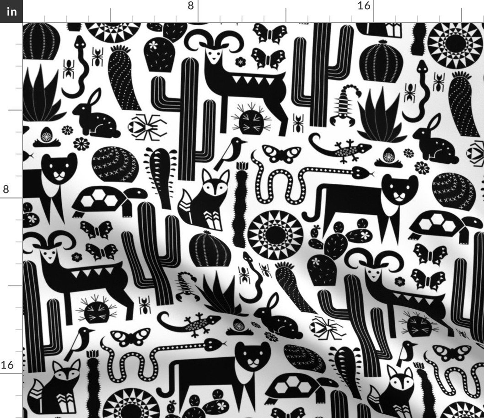 Desert Friends Fabric Desert Friends black by Analinea | Etsy