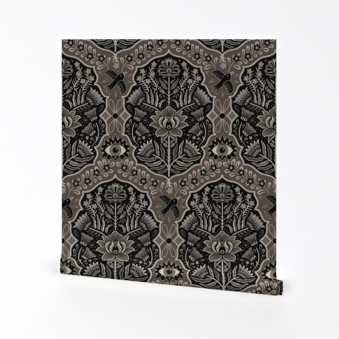Goth Damask Removable Peel and Stick Wallpaper - Ravens Mystic Eye ...