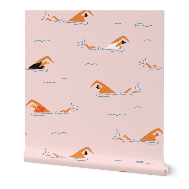 Swim Wallpaper Swimming Pool in Pink by Tasiania Swim - Etsy