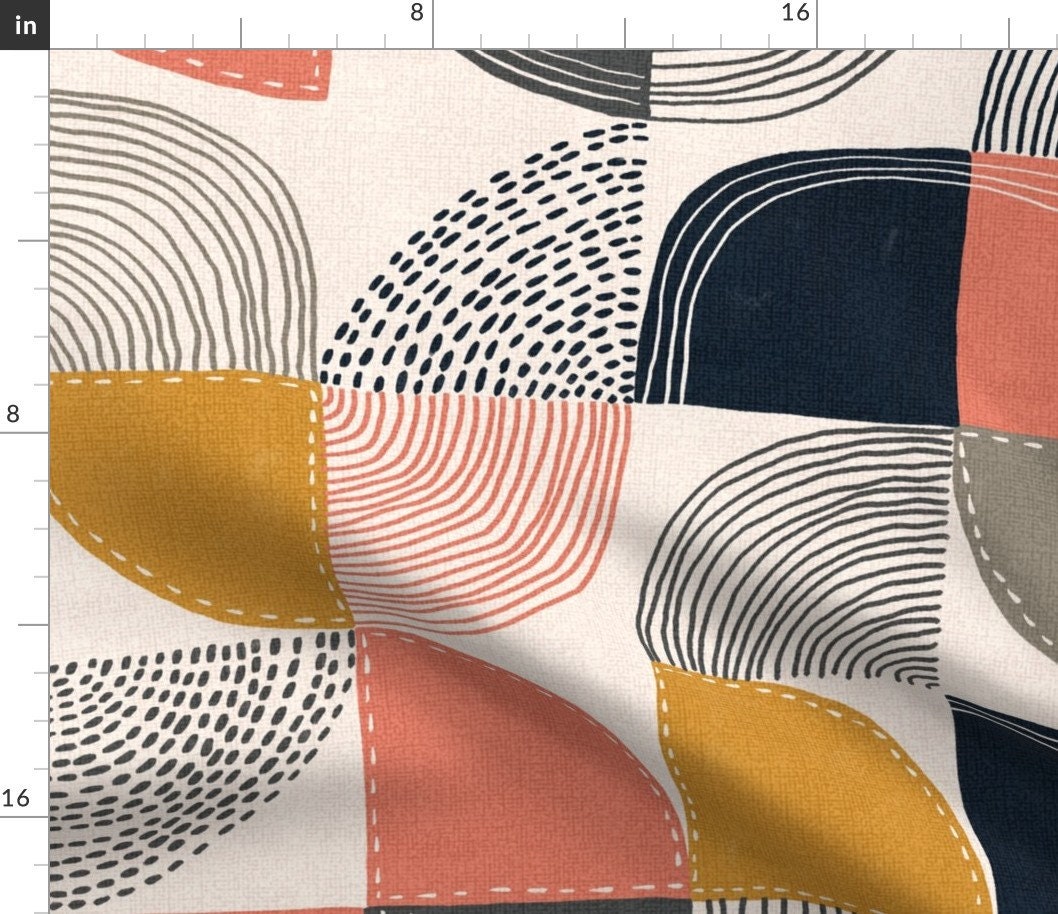 Boho Patchwork Fabric Patchwork Shapes by Aaron Gallen | Etsy