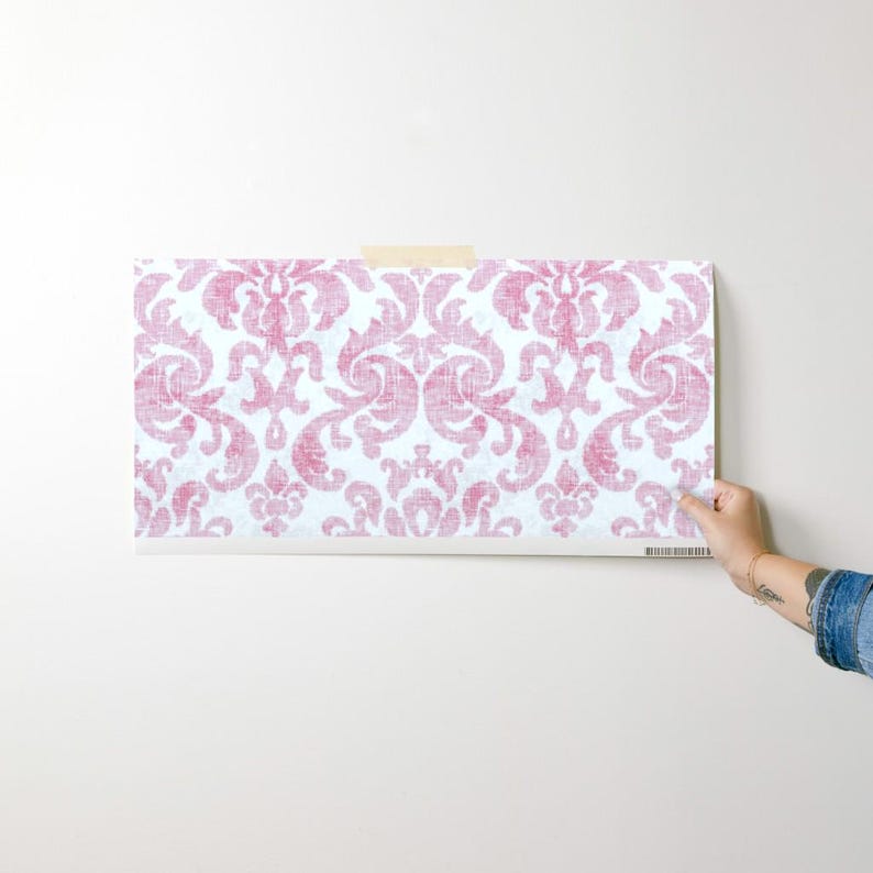 Damask Wallpaper - Damask Raspberry by Willowlanetextiles - Damask ...