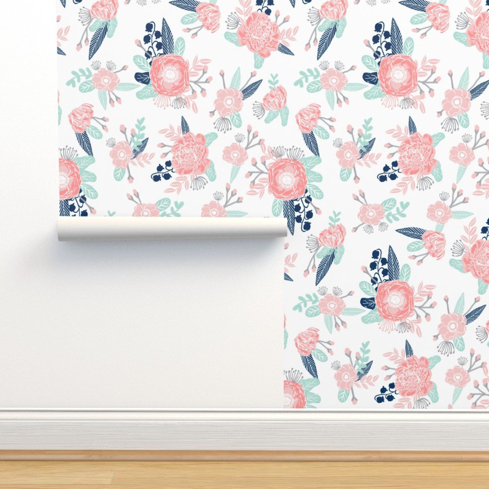 Florals Wallpaper Flower Baby Girl Nursery Cute by - Etsy