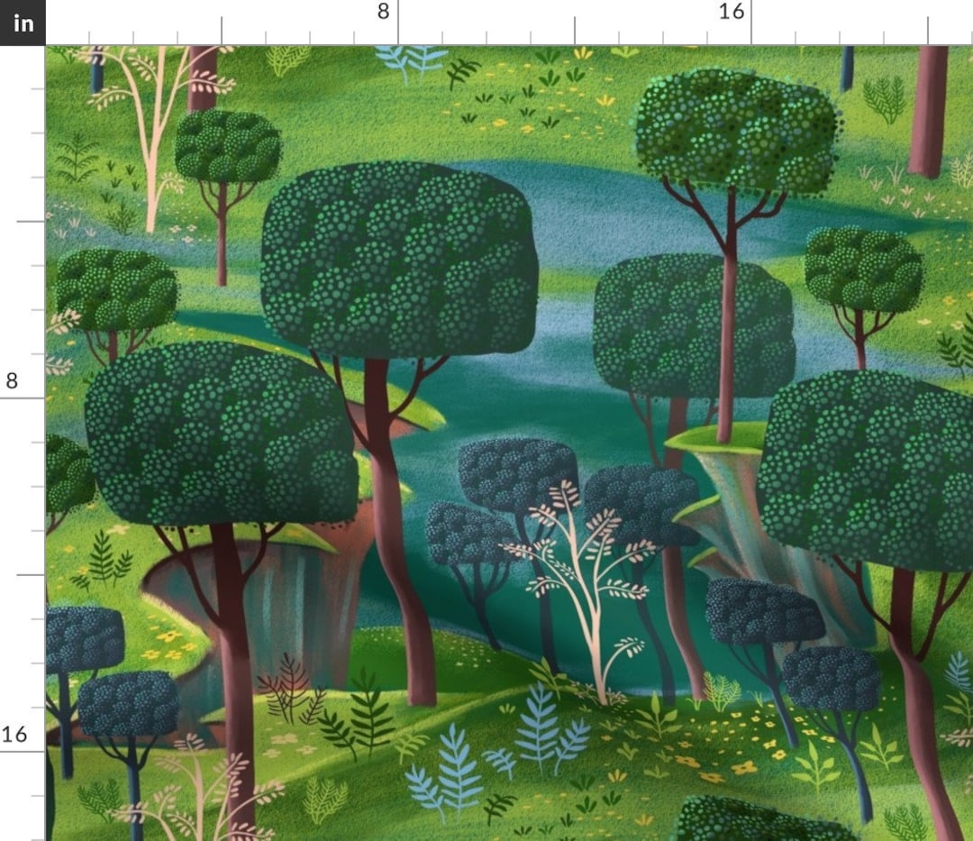 Forest Fabric Emerald Forest Fantasy Large by Vinpauld Emerald Forest ...
