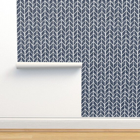 Navy Chevron Wallpaper Navy Blue Chevron by Color Amazing - Etsy
