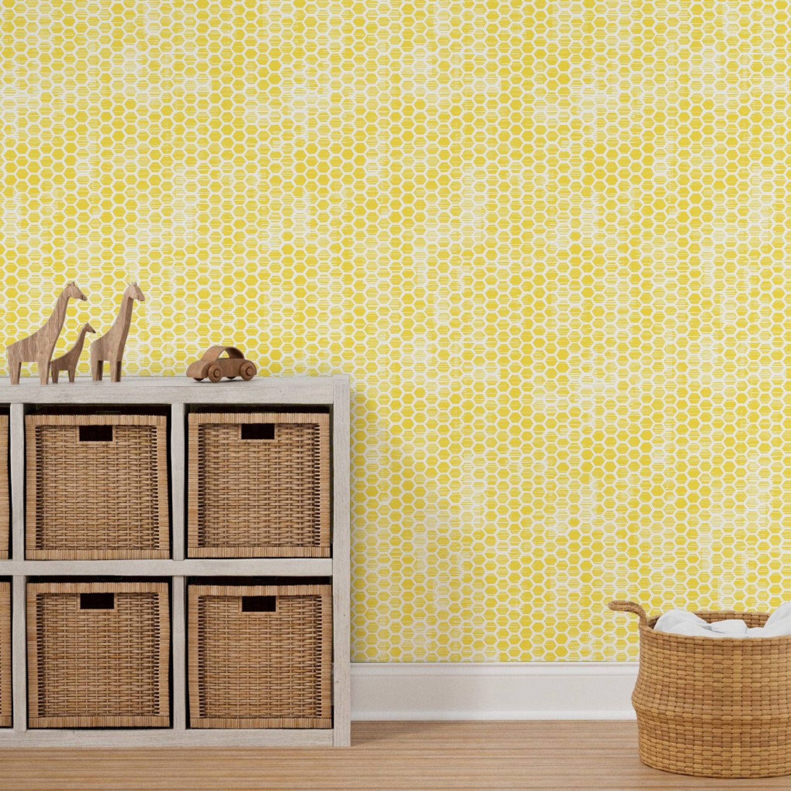 Beehive Wallpaper Beehive Grunge Yellow by Friztin - Etsy